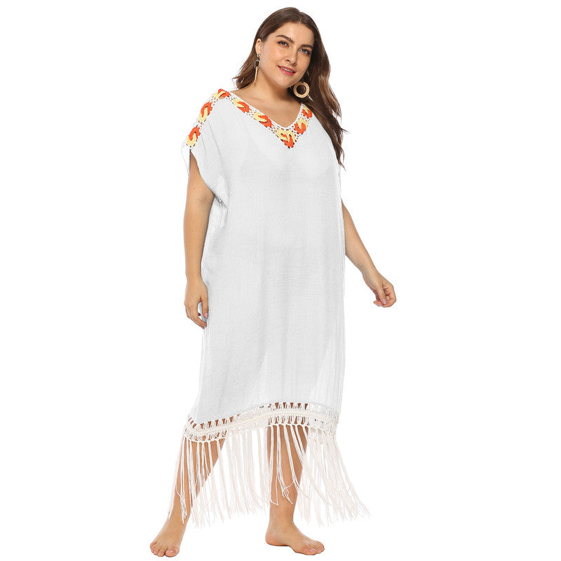Plus Size Beachwear Cover Up New White Color – Plus Curvves